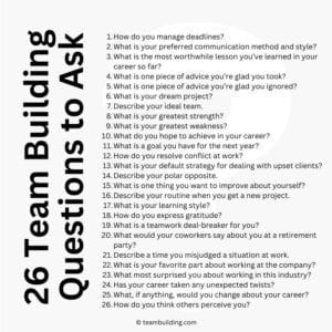 Team Building Questions for Work: #1 List