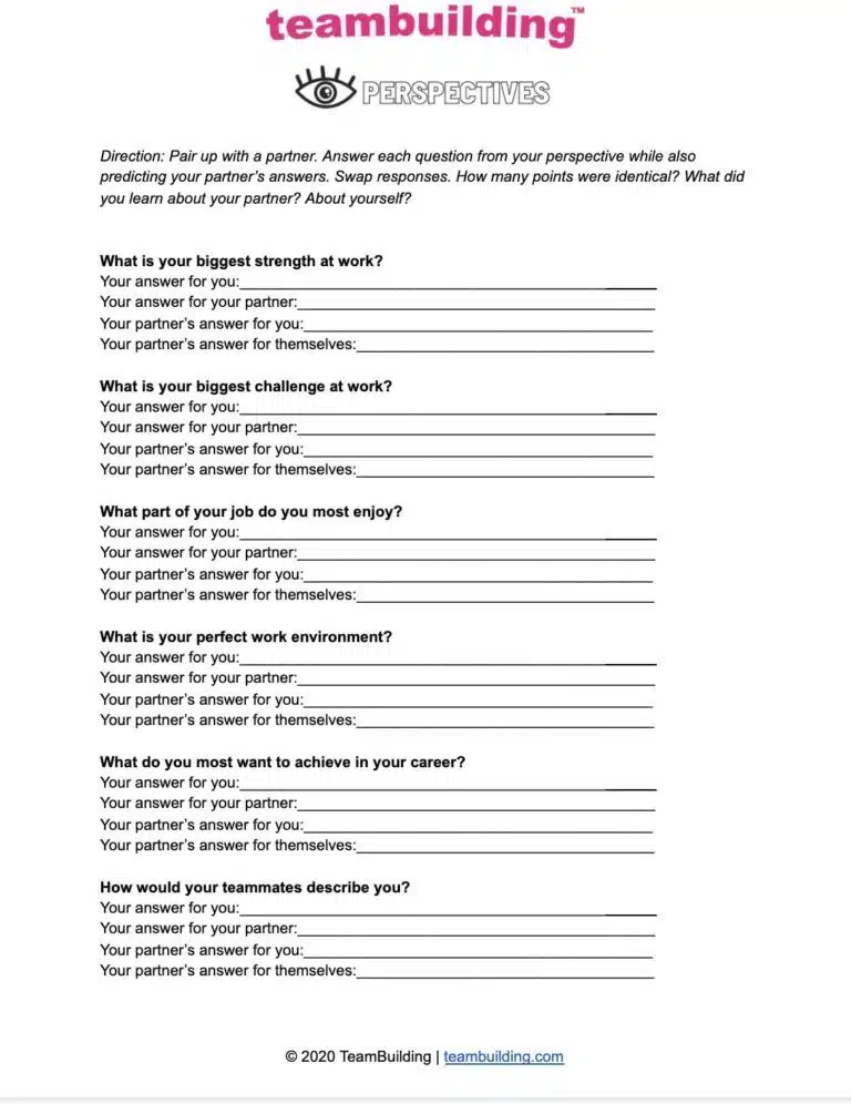 Team Building Worksheets: Free Templates