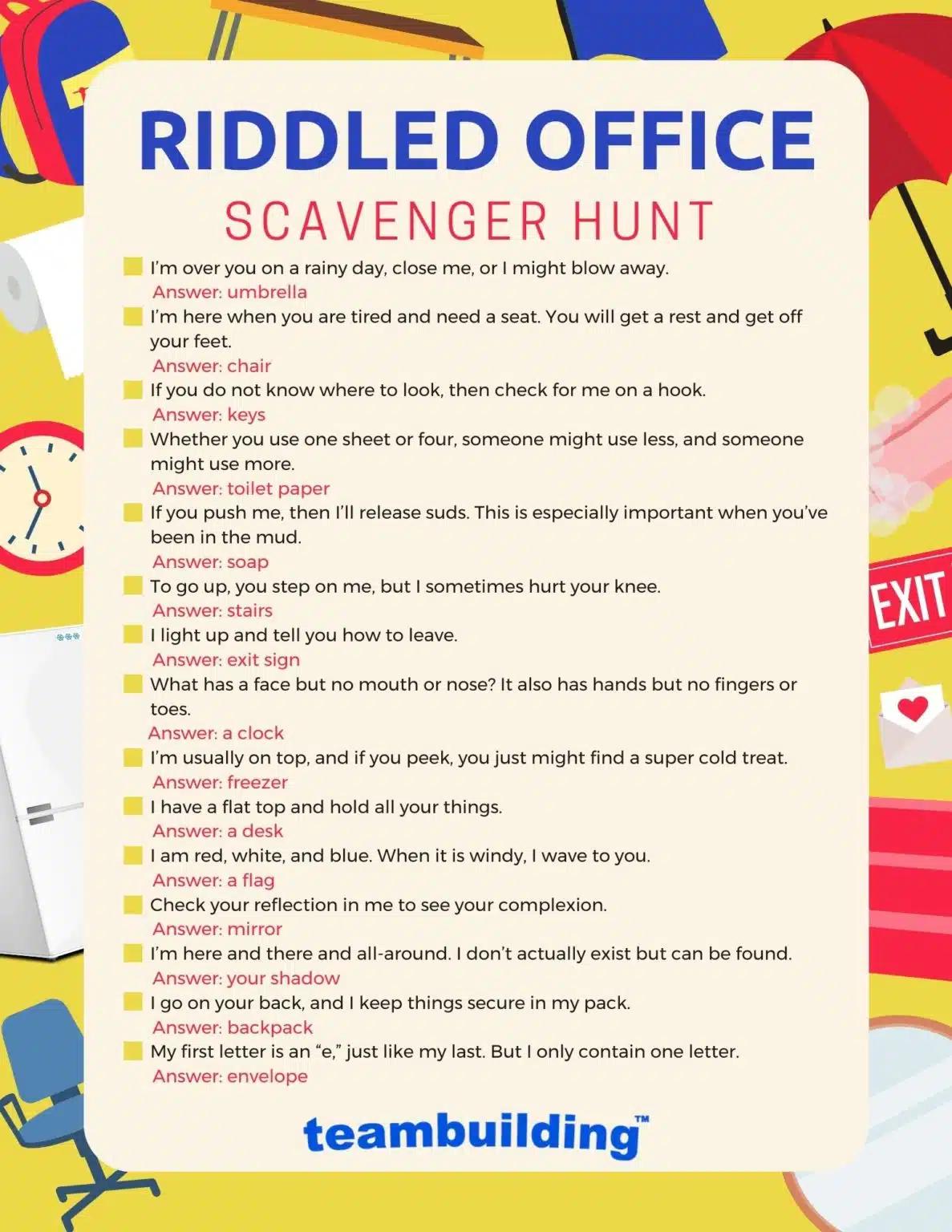 11 Fun Office Scavenger Hunt Ideas & Templates